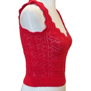 Mango | Tops | Mng Mango Crotchet Scalloped V Neckline Cropped Ribbed ...